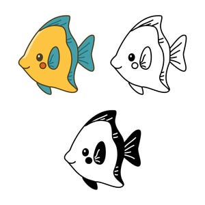 Cute Angelfish SVG, Cartoon Fish Clipart, Shirt PNG - Etsy