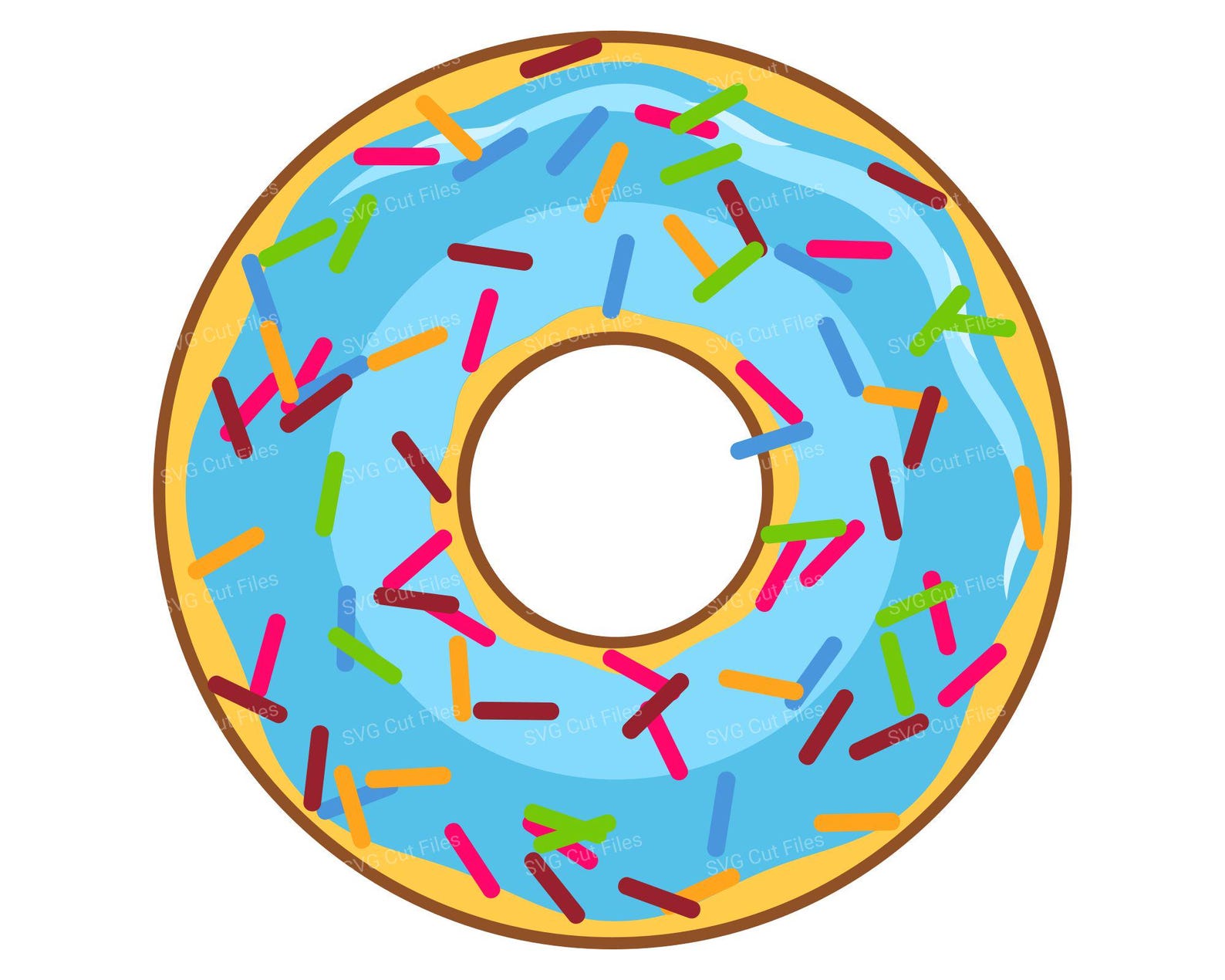 Blue Donut SVG File, Sprinkle Donut Clipart, Sweet Doughnut Cake PNG ...