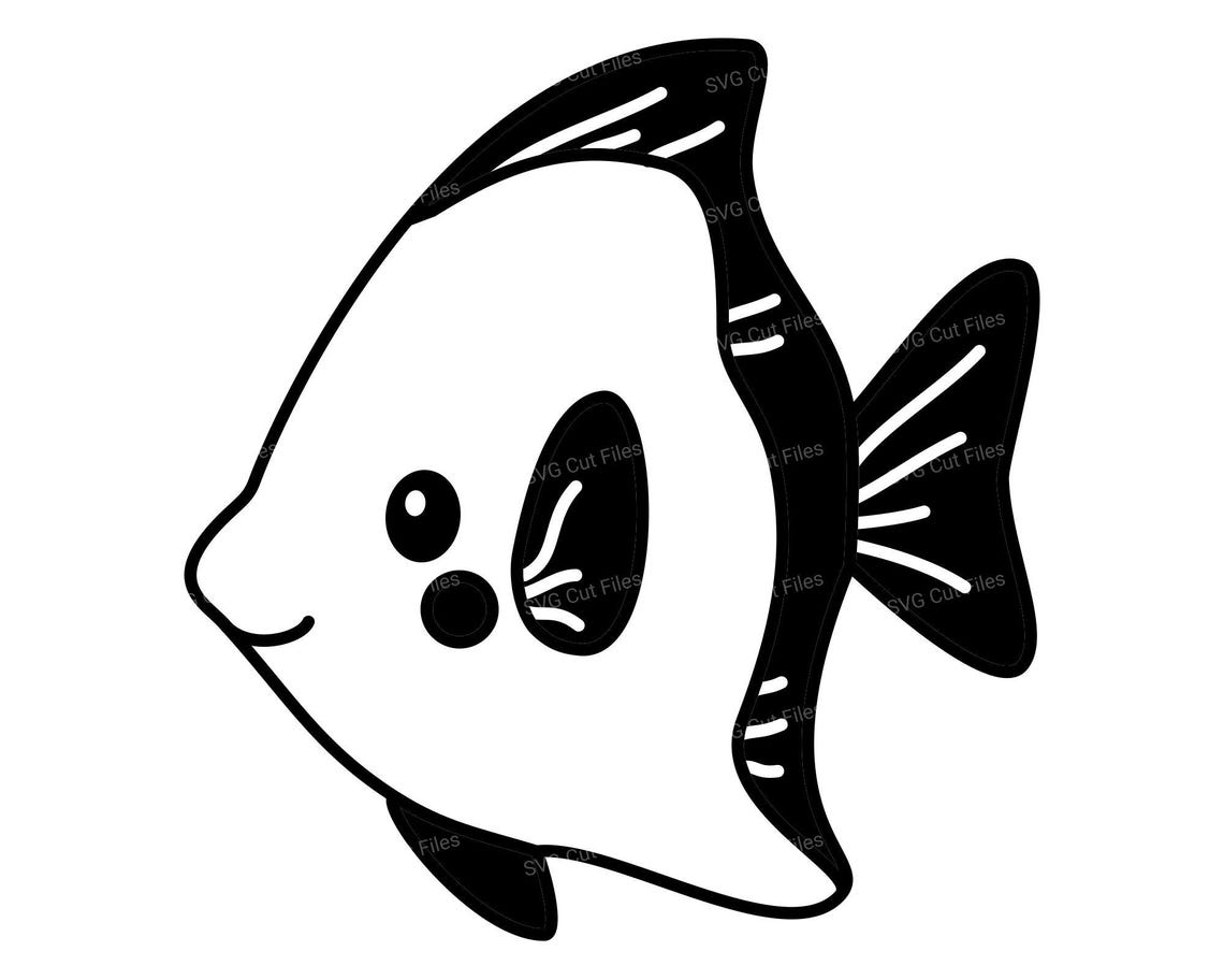 Cute Angelfish SVG, Cartoon Fish Clipart, Shirt PNG - Etsy