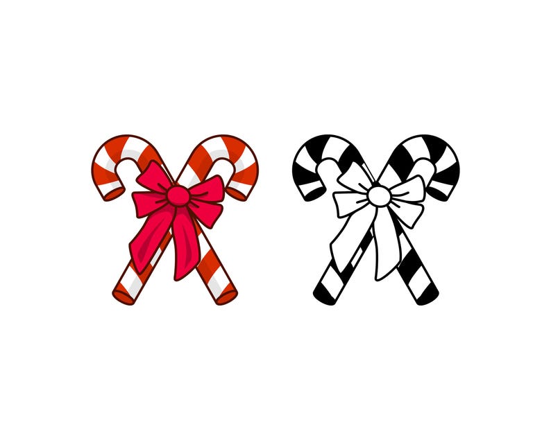 Candy Canes Bow SVG, Xmas PNG Clipart, Holiday T-shirt Design - Etsy