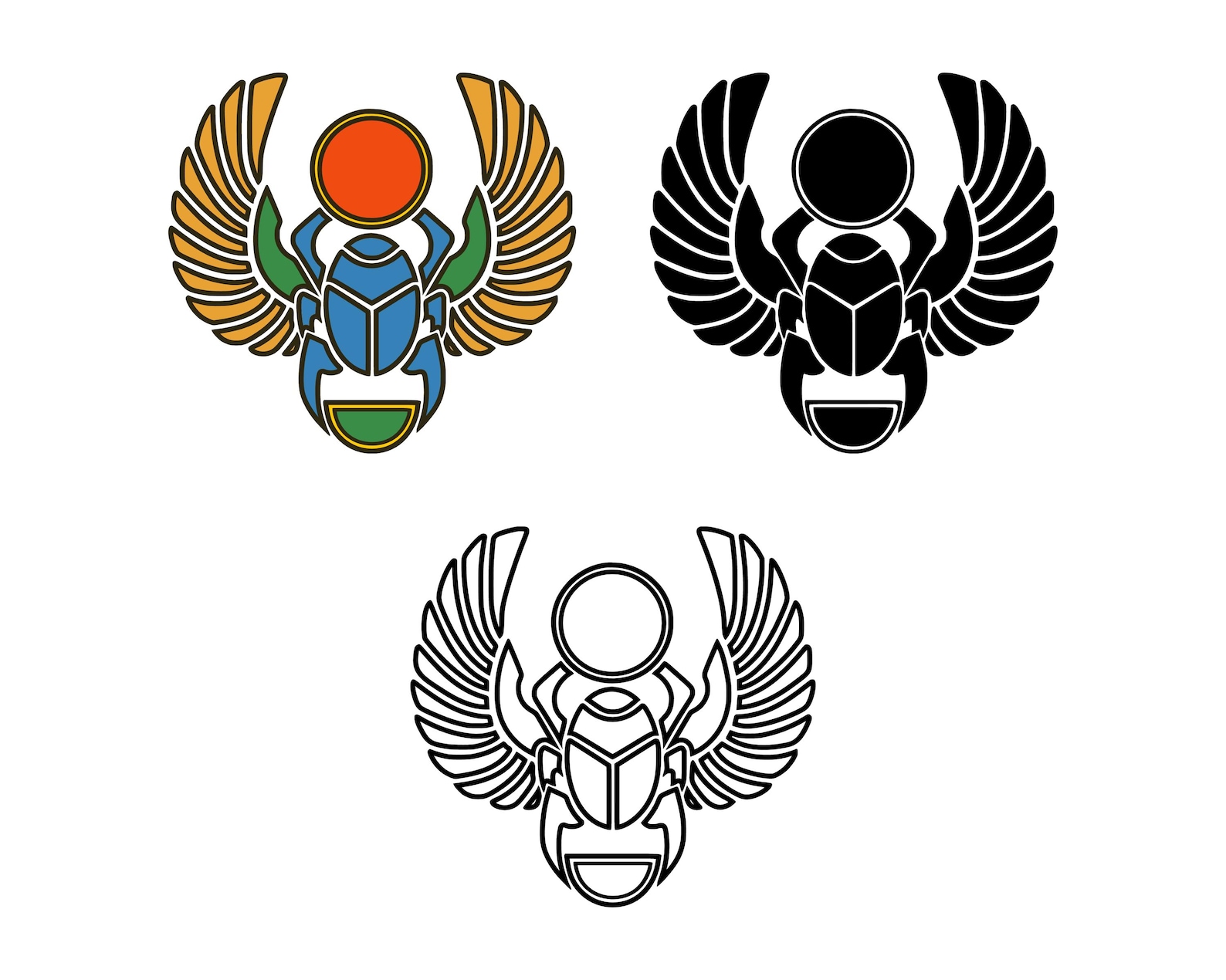 Scarab Beetle SVG Bundle, Ancient Egypt Tattoo, Printable PNG Clipart ...