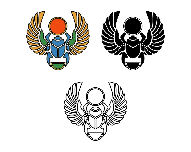 Scarab Beetle SVG Bundle, Ancient Egypt Tattoo, Printable PNG Clipart ...