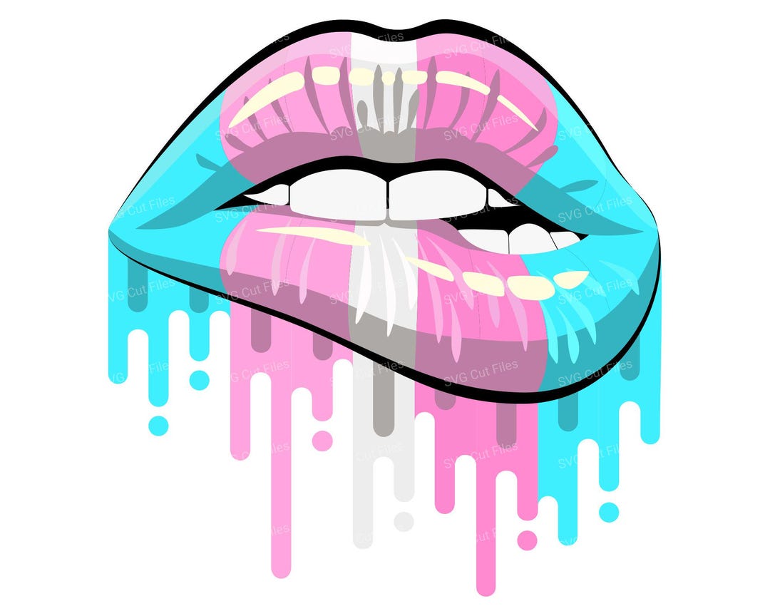 Trans Pride Lips SVG, Trans Flag Dripping Lips SVG Bundle, Digital ...