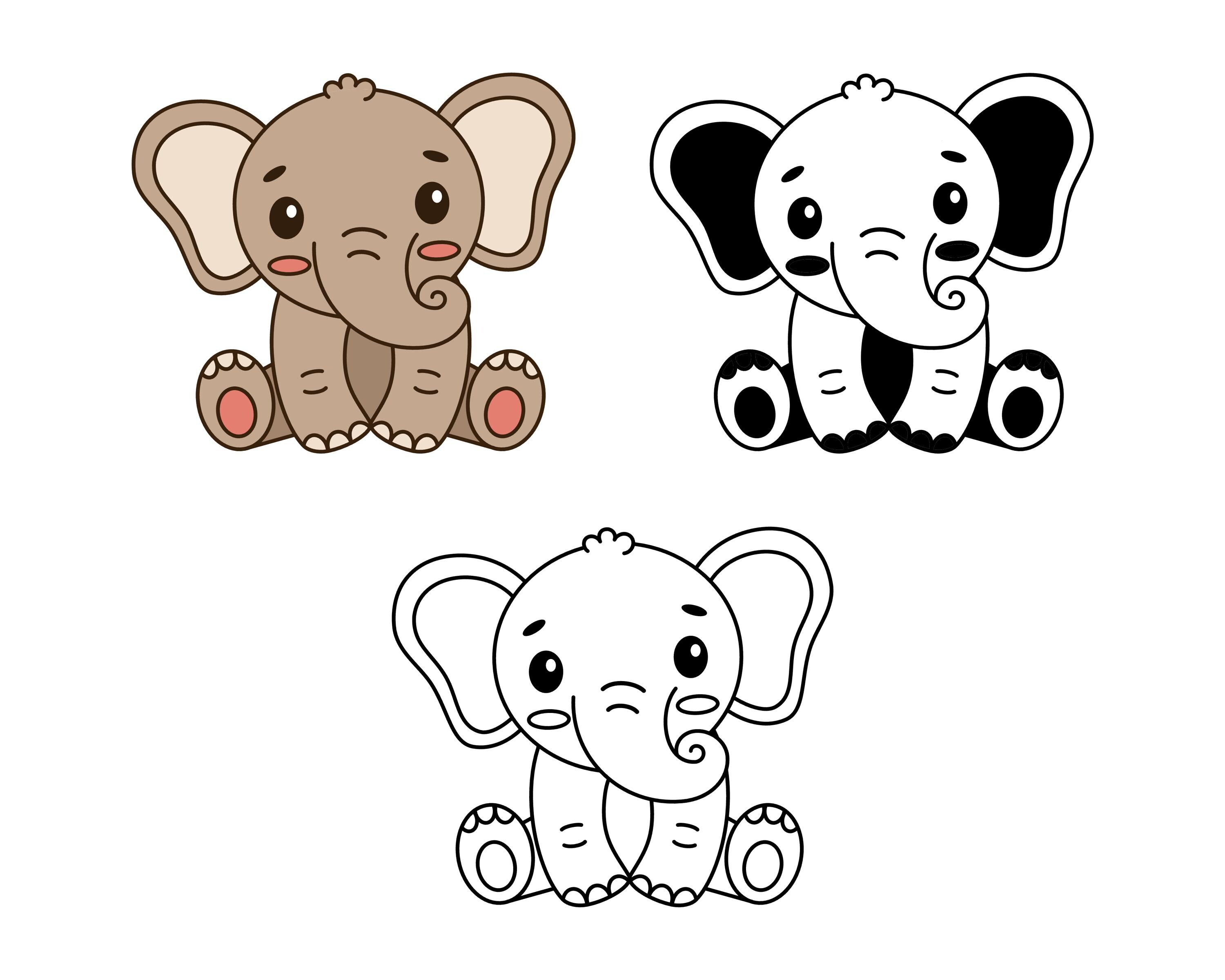 Cute Baby Elephant SVG Files, Cartoon Cricut PNG, Shirt Clipart - Etsy