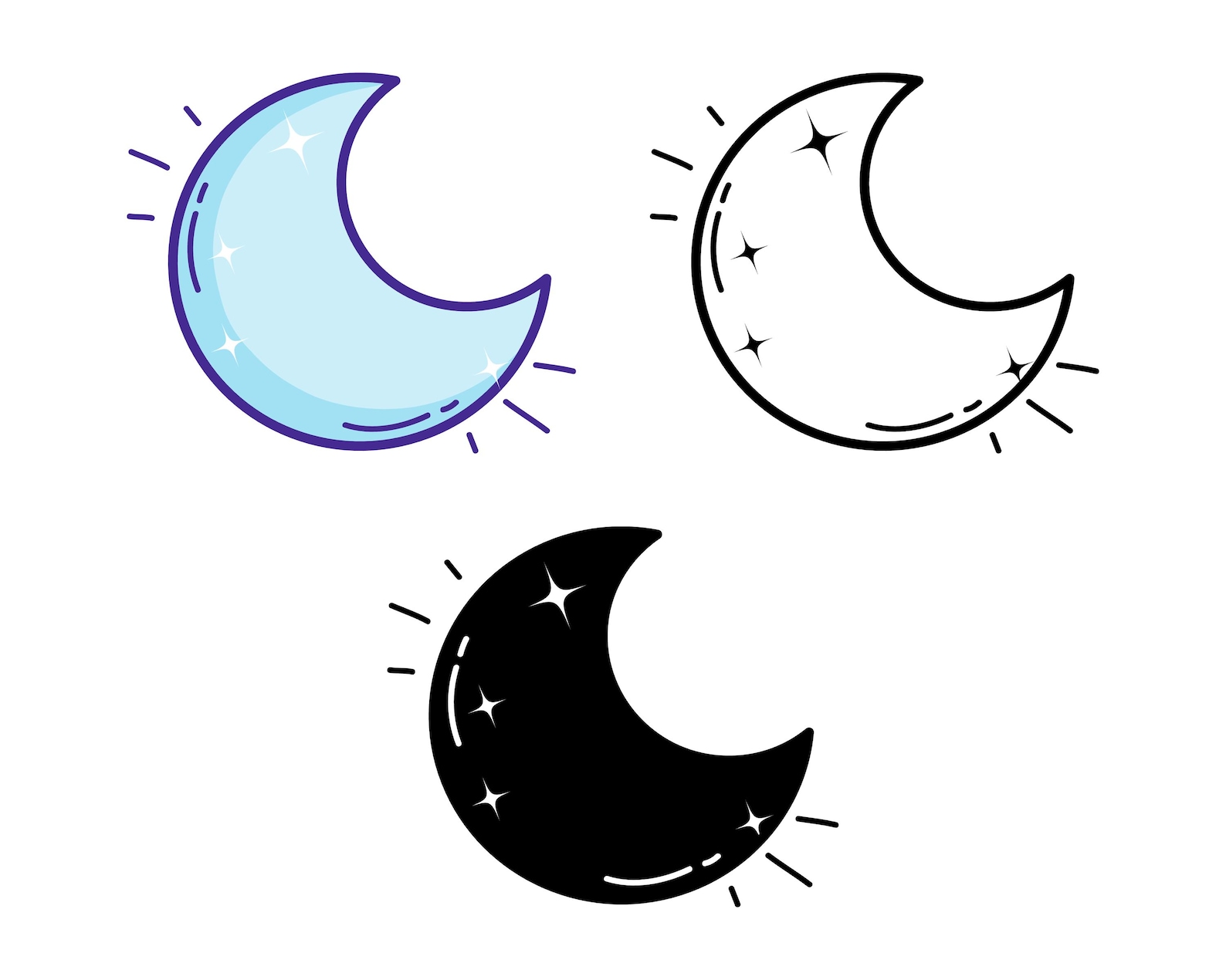 Cartoon Moon SVG Clipart, Cute Crescent Moon Vector PNG - Etsy