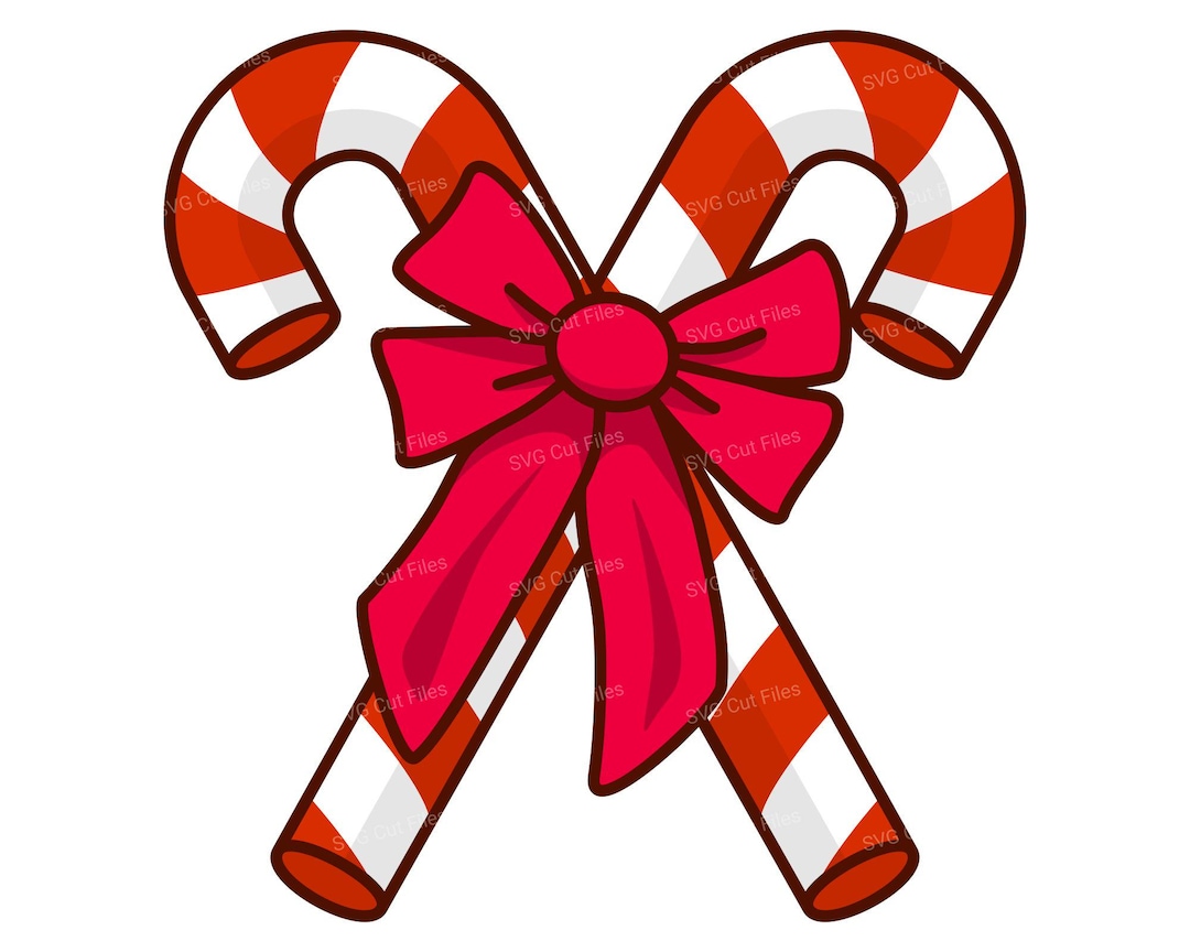 Candy Canes Bow SVG, Xmas PNG Clipart, Holiday T-shirt Design - Etsy