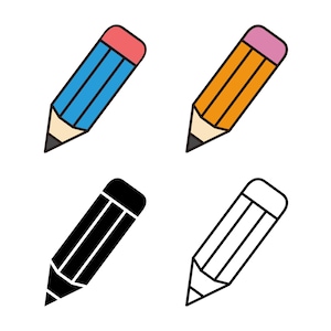 School Pencil SVG, Cute Pencil Outline Clipart, Teacher Pencil PNG - Etsy