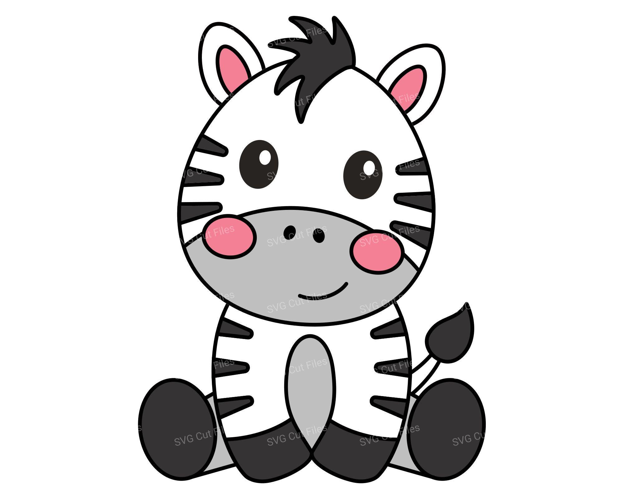Cute Baby Zebra SVG Files, Cartoon Animal PNG, Shirt Clipart - Etsy