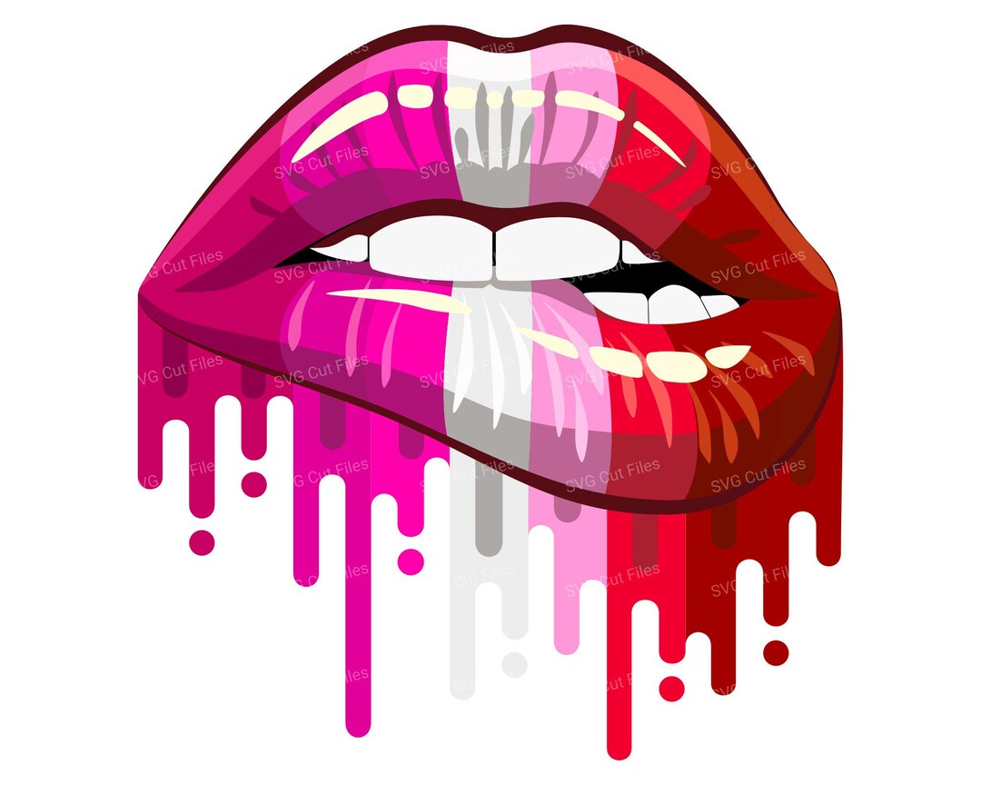 Lesbian Pride Lips SVG, Lesbian Flag Dripping Lips SVG Bundle, Digital ...