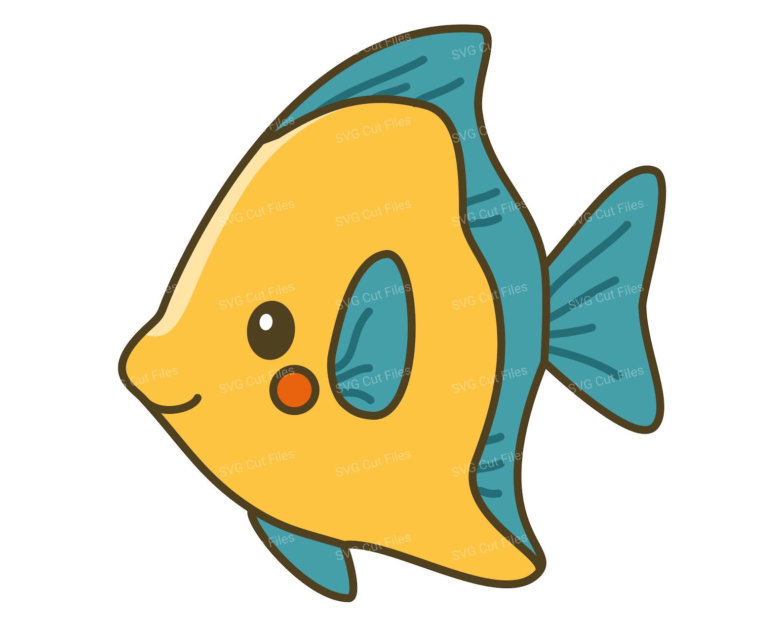 Cute Angelfish SVG, Cartoon Fish Clipart, Shirt PNG - Etsy