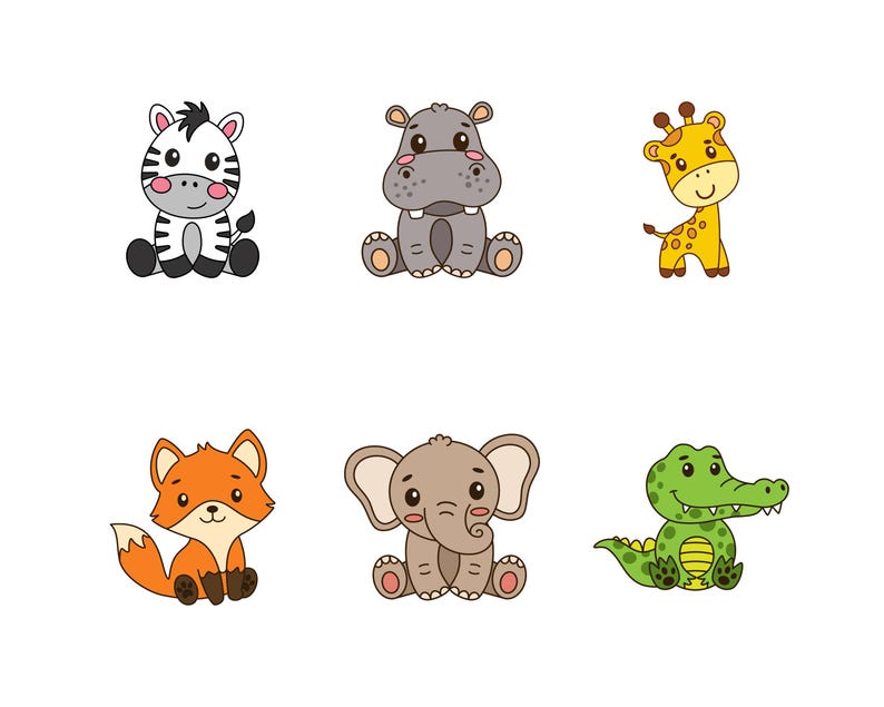 Cute Baby Animals Svg Bundle Cartoon Png Shirt Clipart Etsy