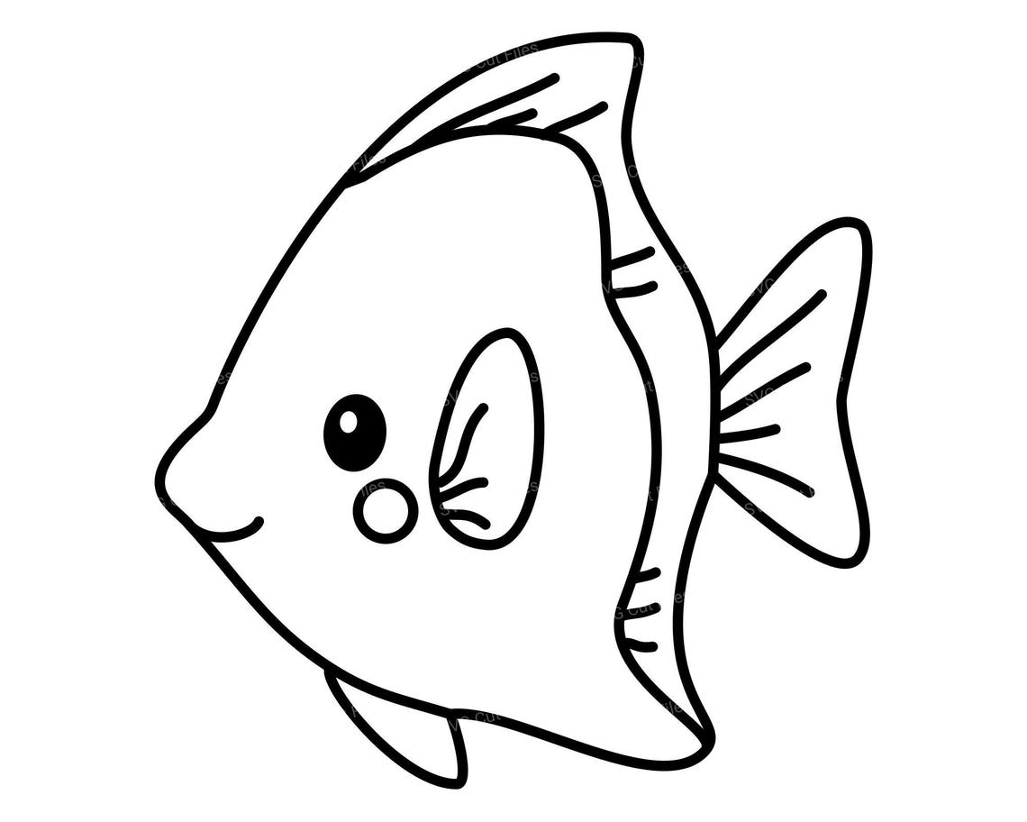 Cute Angelfish SVG, Cartoon Fish Clipart, Shirt PNG - Etsy