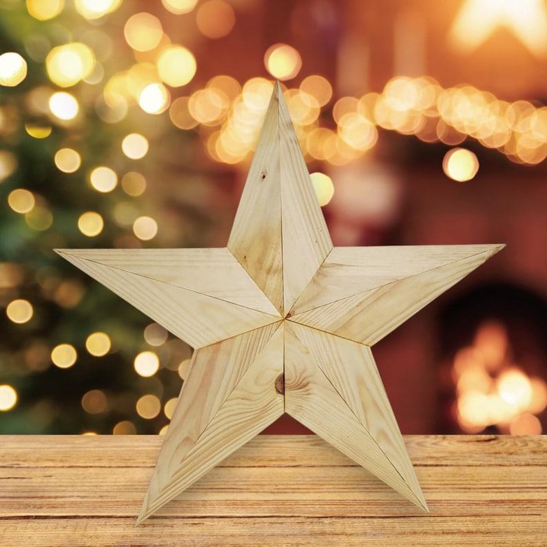 Handmade 18.5 Inch 3D Wooden Star Decoration Farmhouse Bohemian Classic ...