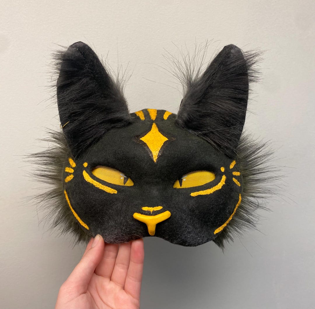 Black and Yellow Cat Therian Mask Removable Charm Chain - Etsy