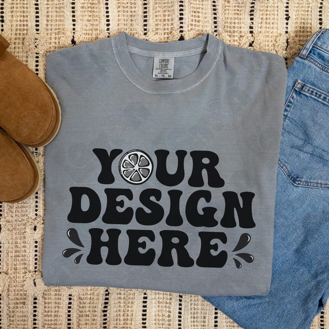 Granite Comfort Colors 1717 Mockup, Granite Flat Lay Mockup, Comfort ...