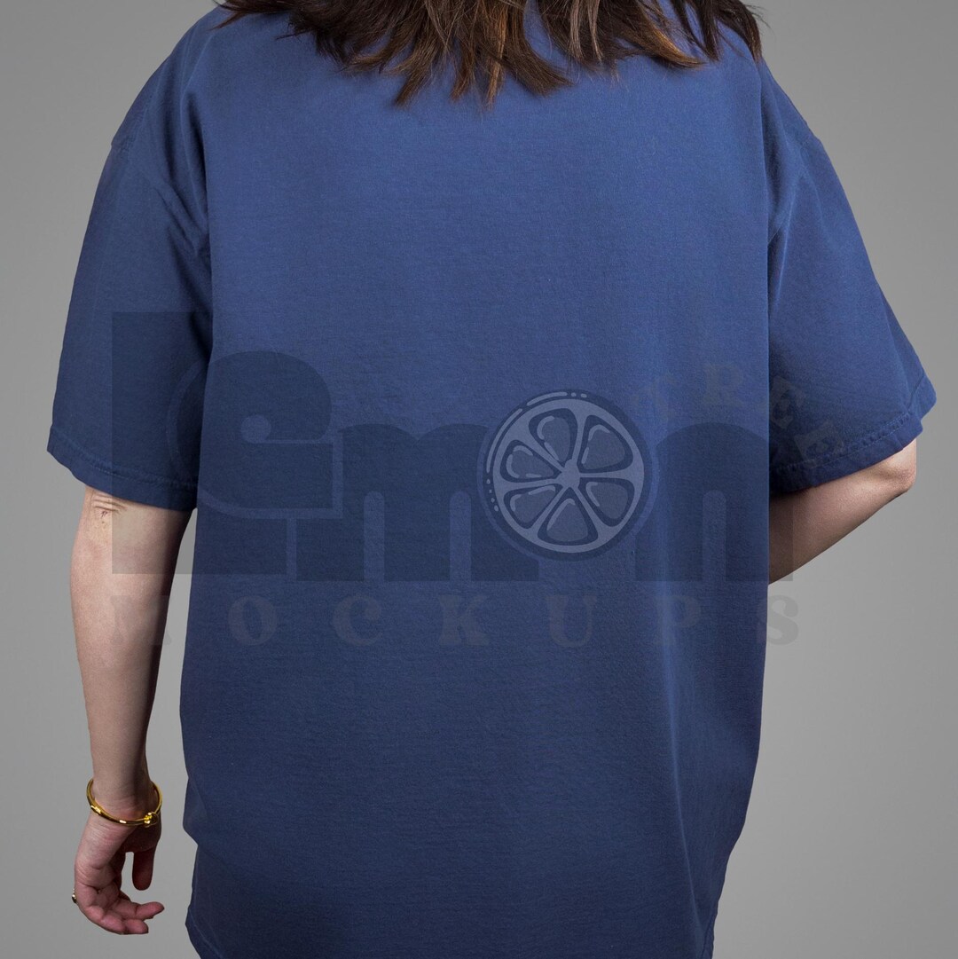 Back View CC1717 Navy Mockup, Comfort Colors Back Mockup Navy Blue ...
