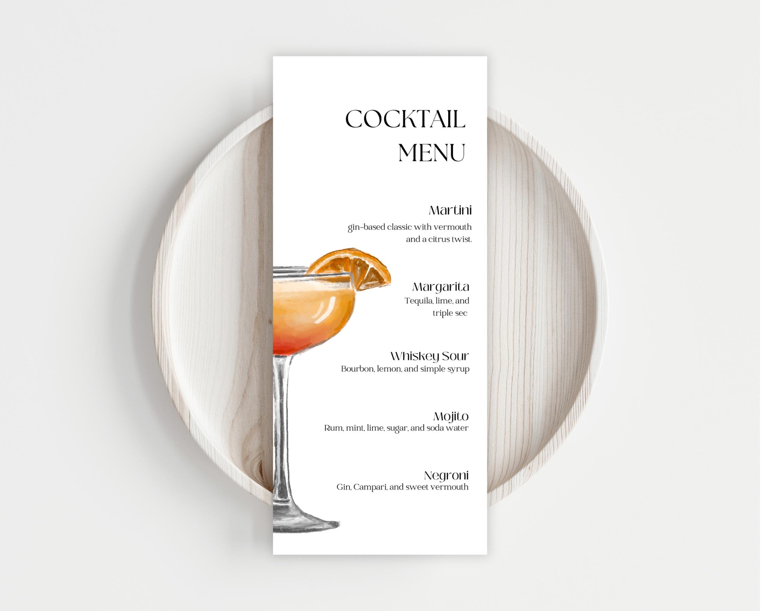 Custom Cocktail Menu Template | Signature Cocktails | Wedding ...