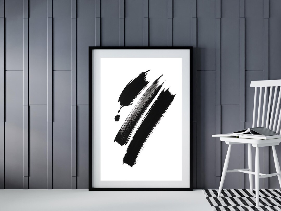 Japanese Brushstroke Wall Art | Minimalist Japanese Print | Black and ...