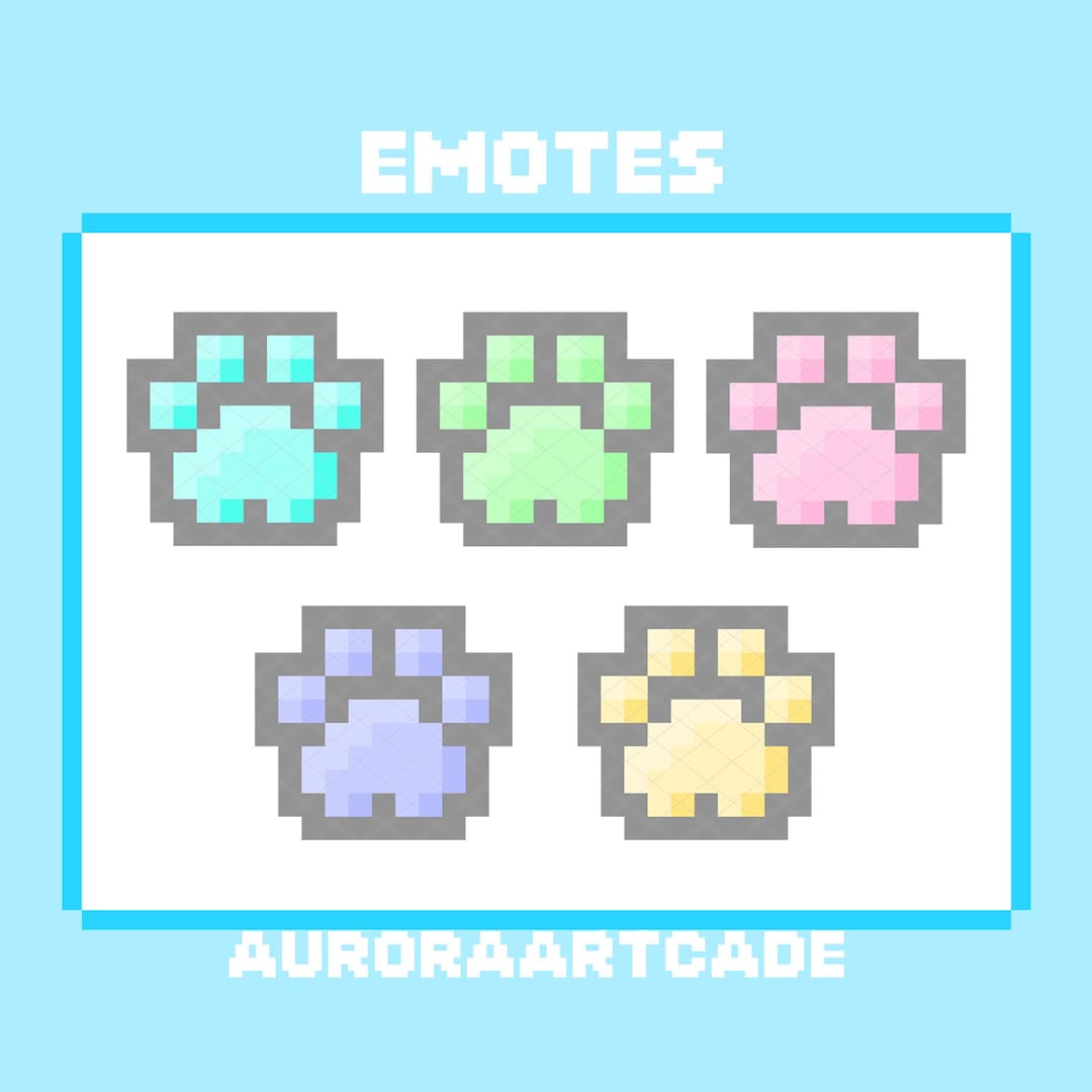 Pastel Pixel Paw Print Emotes/badges | Cute Pixel Art for Twitch ...