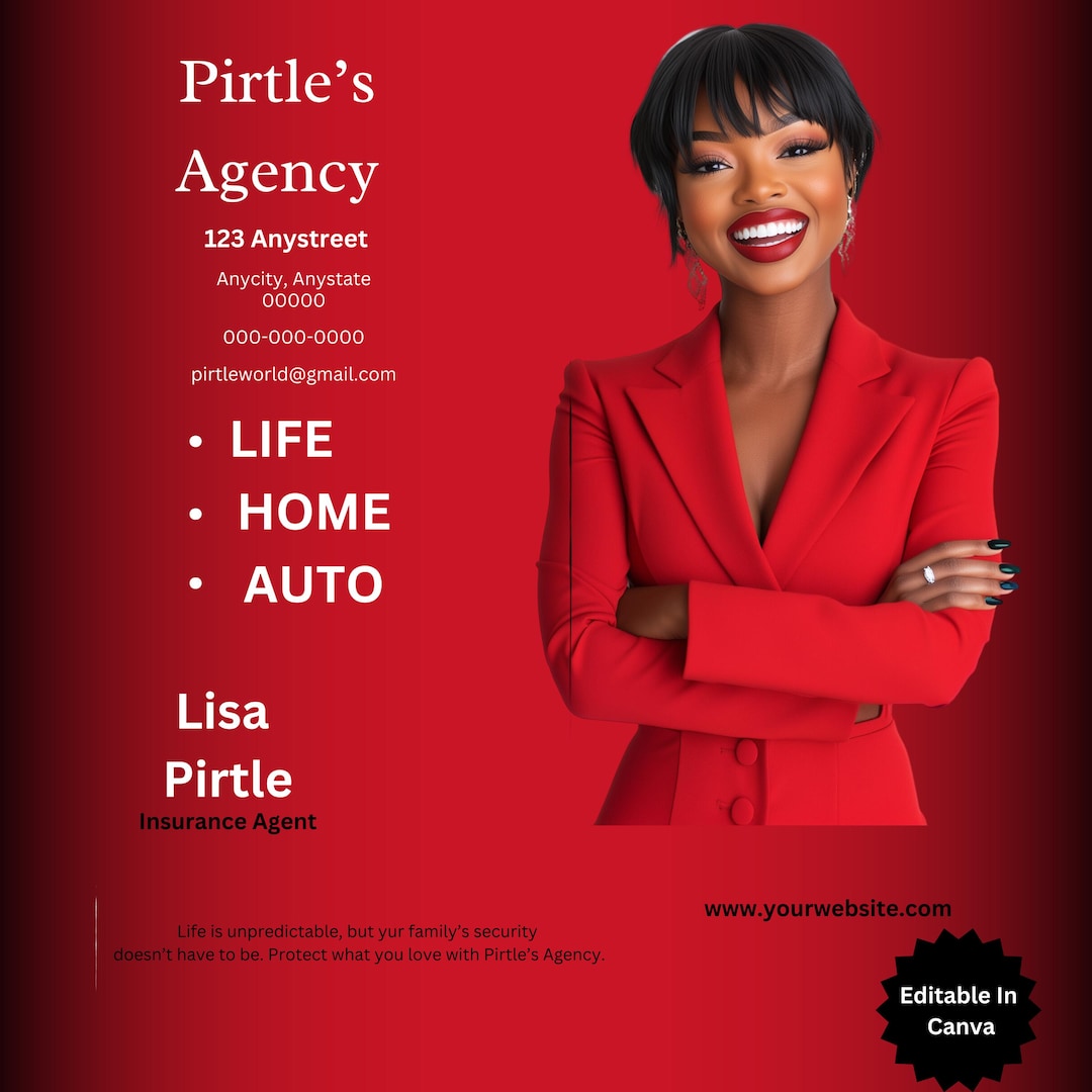 Insurance Agent Flyer, Flyer Template, Canva Editable, Printable Design ...