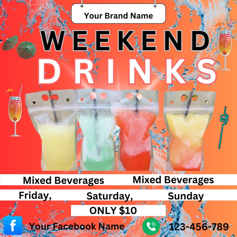 Weekend Drinks Flyers - Etsy
