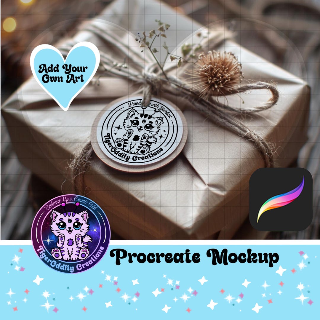 Procreate Round Sticker Mockup Label Packaging Brown Paper Seamless ...