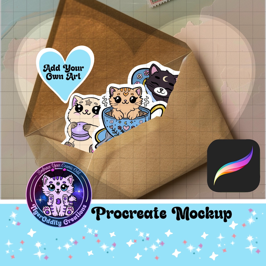 Procreate Sticker Mockup Kraft Envelope Seamless Pattern Printable ...
