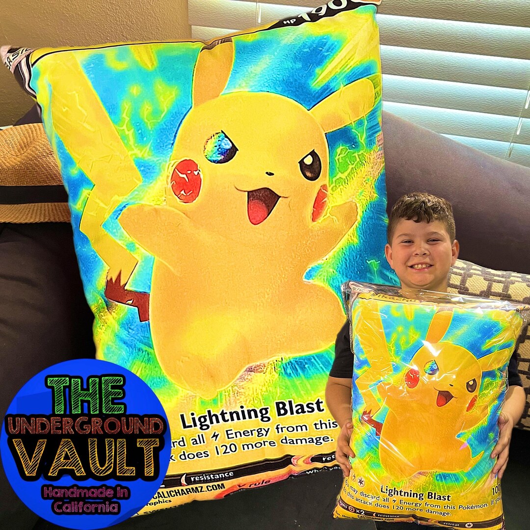 Premium Quality Pikachu Pokemon Card VMAX 24x18 Inch Pillow CANDY ...