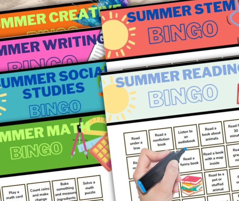 Summer Educational Bingo Worksheet Bundle | Printable Activity Boards ...