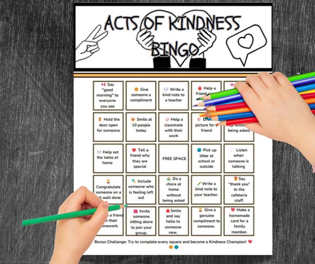 Acts of Kindness Bingo Challenge | Digital Print Kindness Activity ...