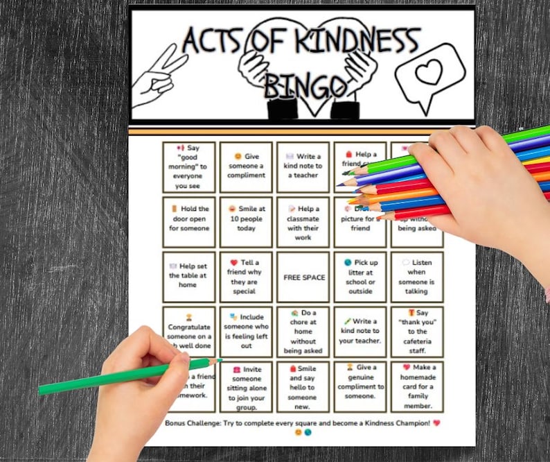 Kindness Bingo Game | Printable Activity for Kids (digital Download ...