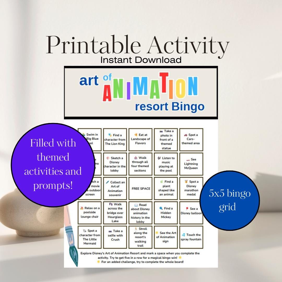 Art of Animation Resort Bingo | Printable Disney Resort Activity ...