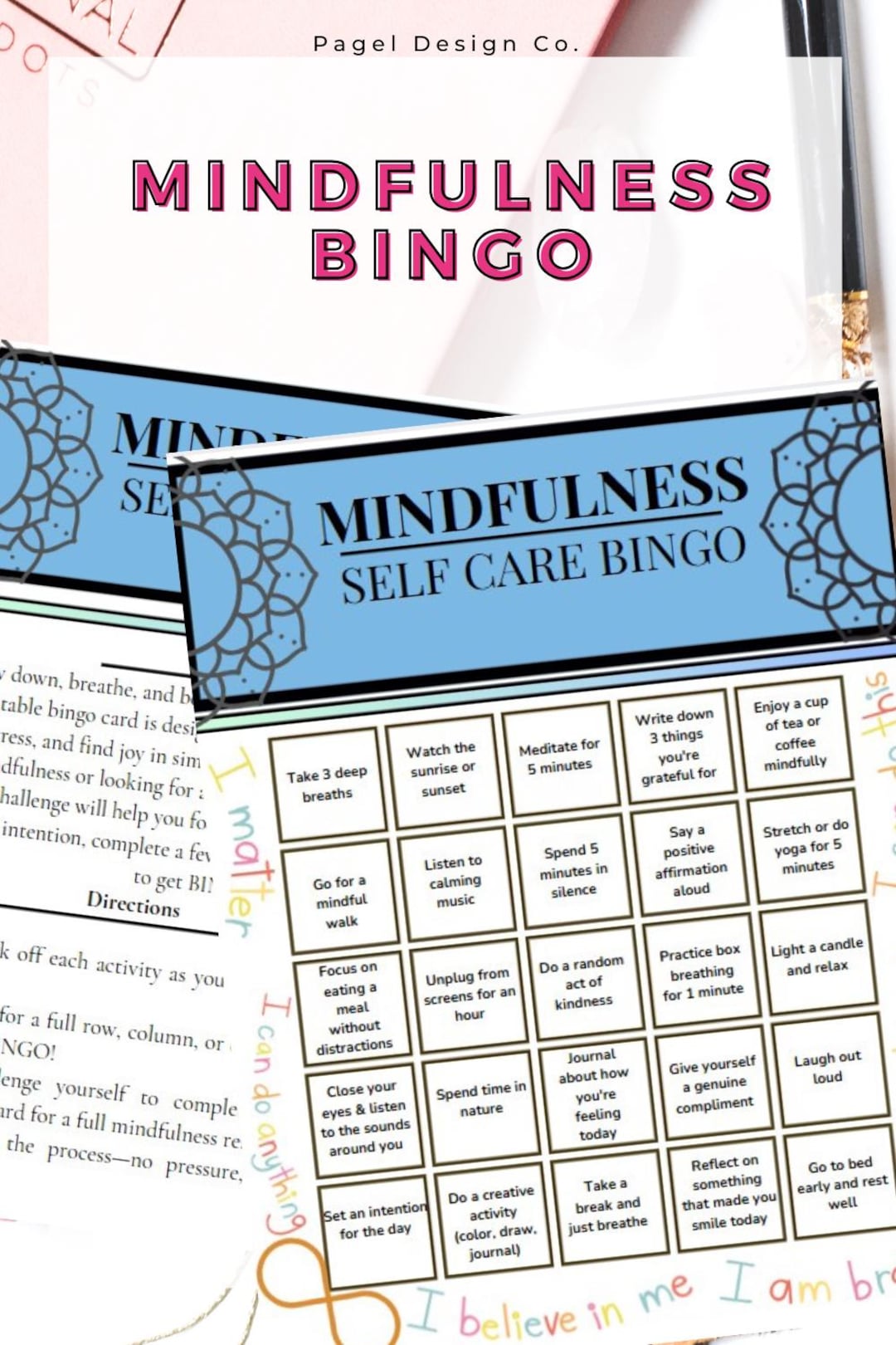 Mindfulness Bingo | Self-care Challenge - Etsy