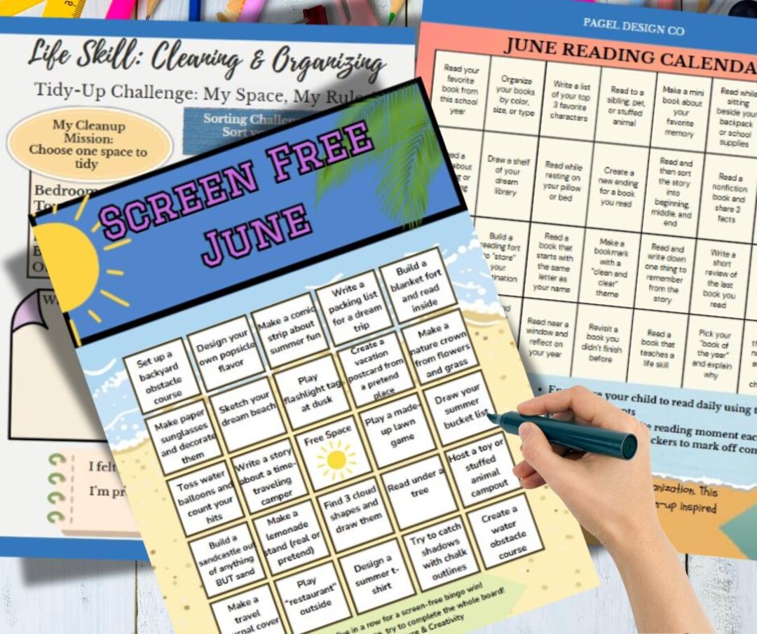 June Learning Bundle – Summer Reading Log, Screen-free Bingo ...
