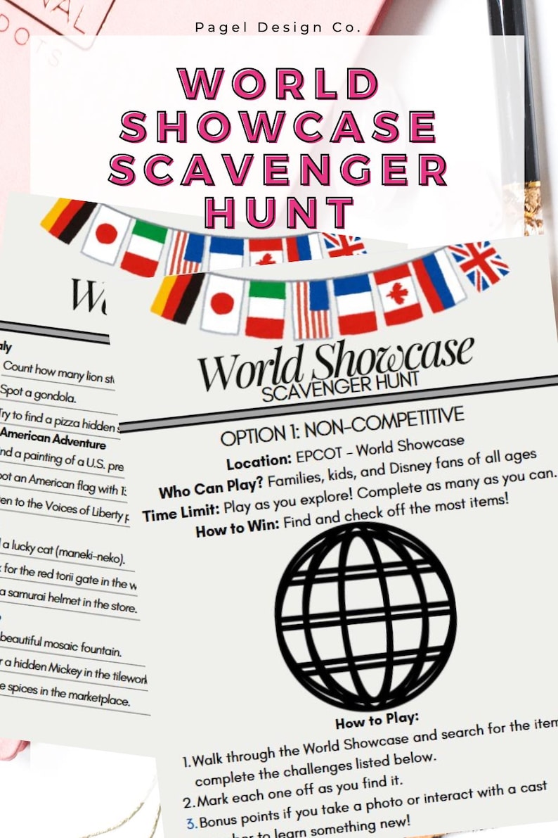 EPCOT World Showcase Scavenger Hunt Game, Disney World Trip Park ...