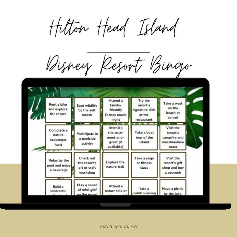 Hilton Head Resort Bingo Game – Family Vacation Scavenger Hunt ...