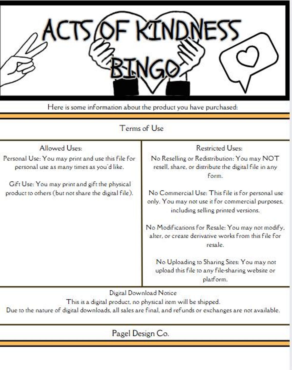 Acts of Kindness Bingo, Printable Activity for Kids Fun and Engaging ...