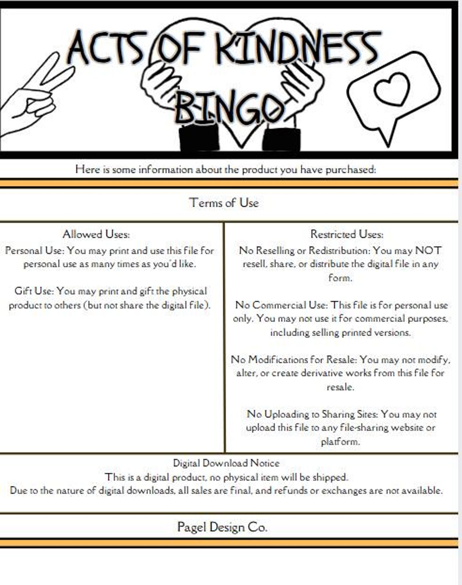 Acts of Kindness Bingo, Printable Activity for Kids Fun and Engaging ...