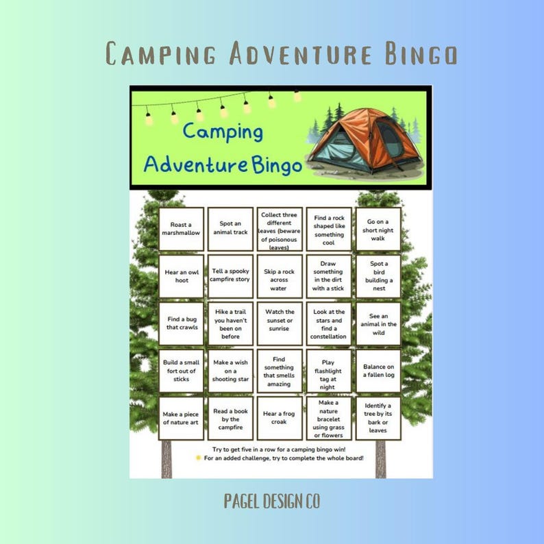 Printable Camping Bingo Game, Fun Outdoor Activity for Kids and ...