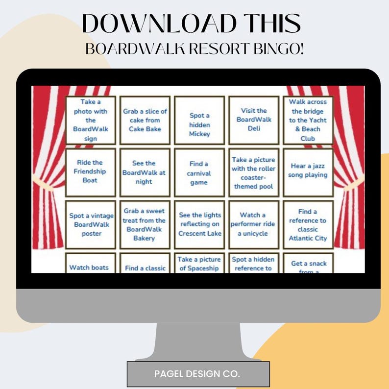 Boardwalk Disney Resort Bingo, Printable Vacation Game for Kids ...