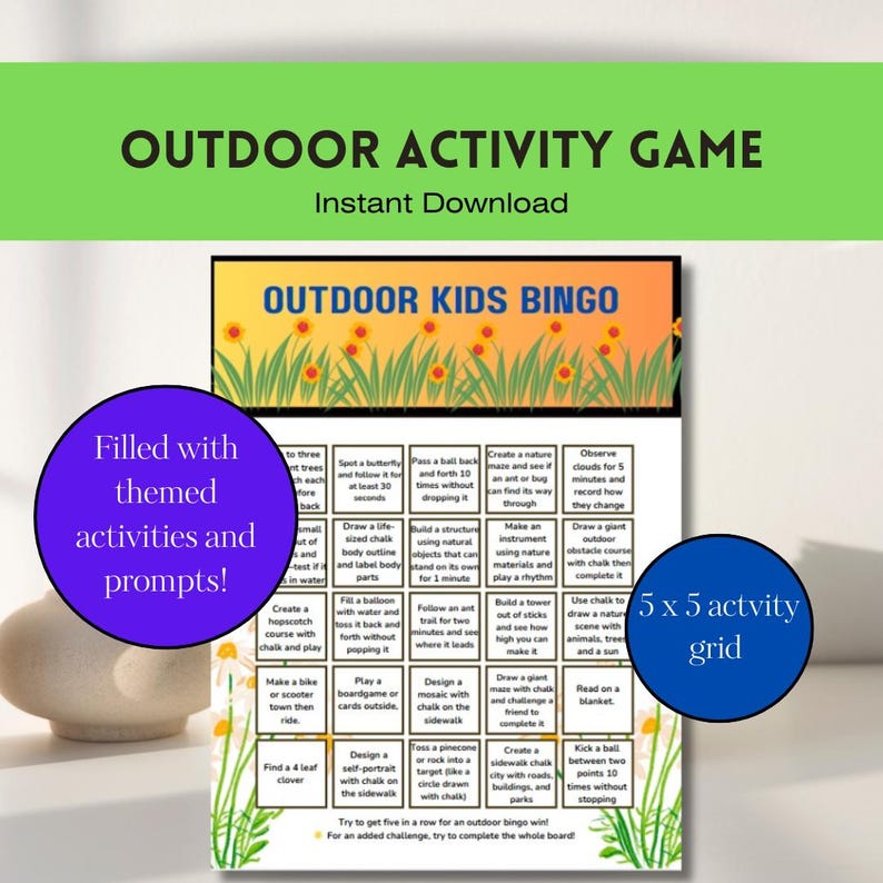 Outdoor Bingo Activity Game | Printable Nature Activity for Kids ...