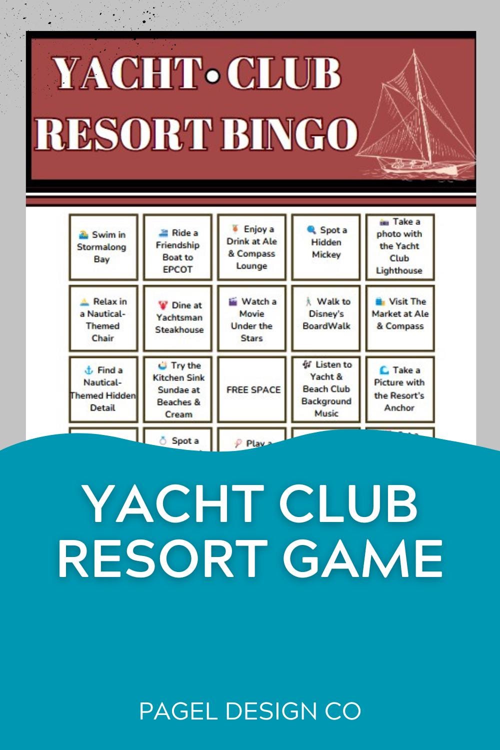 Disney Yacht Club Resort Bingo Printable • Disney Vacation Scavenger ...