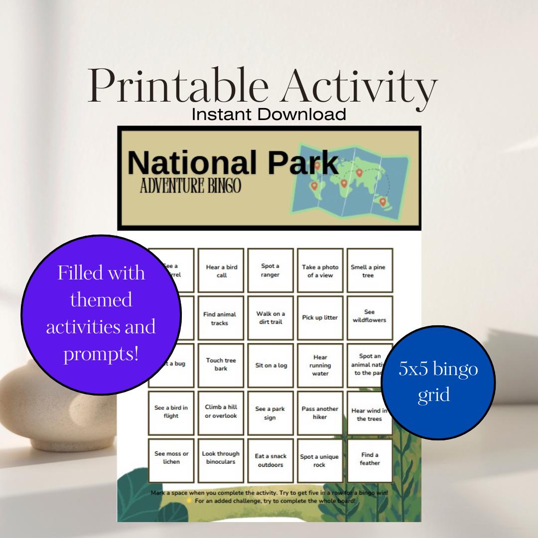 National Park Bingo Game | Printable Nature Hike Game for Kids and ...
