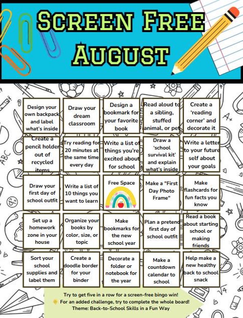 Kids Bingo Activities – Printable Summer Learning for Kids, Screen Free ...
