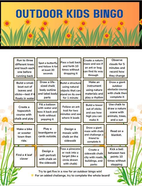 Outdoor Bingo Activity Game | Printable Nature Activity for Kids ...