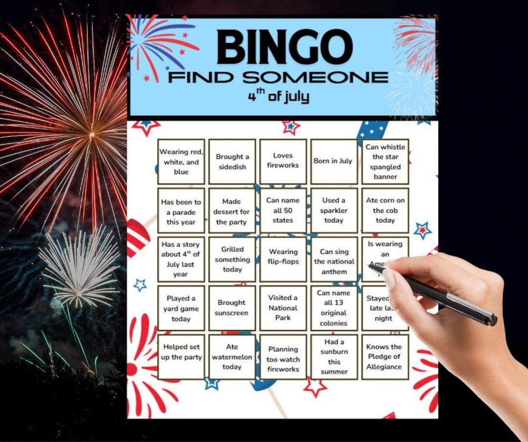 Fourth of July Bingo Game – Patriotic Party Icebreaker (printable) - Etsy