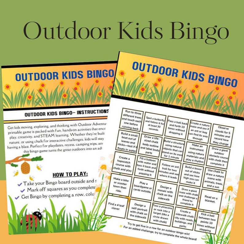 Outdoor Bingo Activity Game | Printable Nature Activity for Kids ...