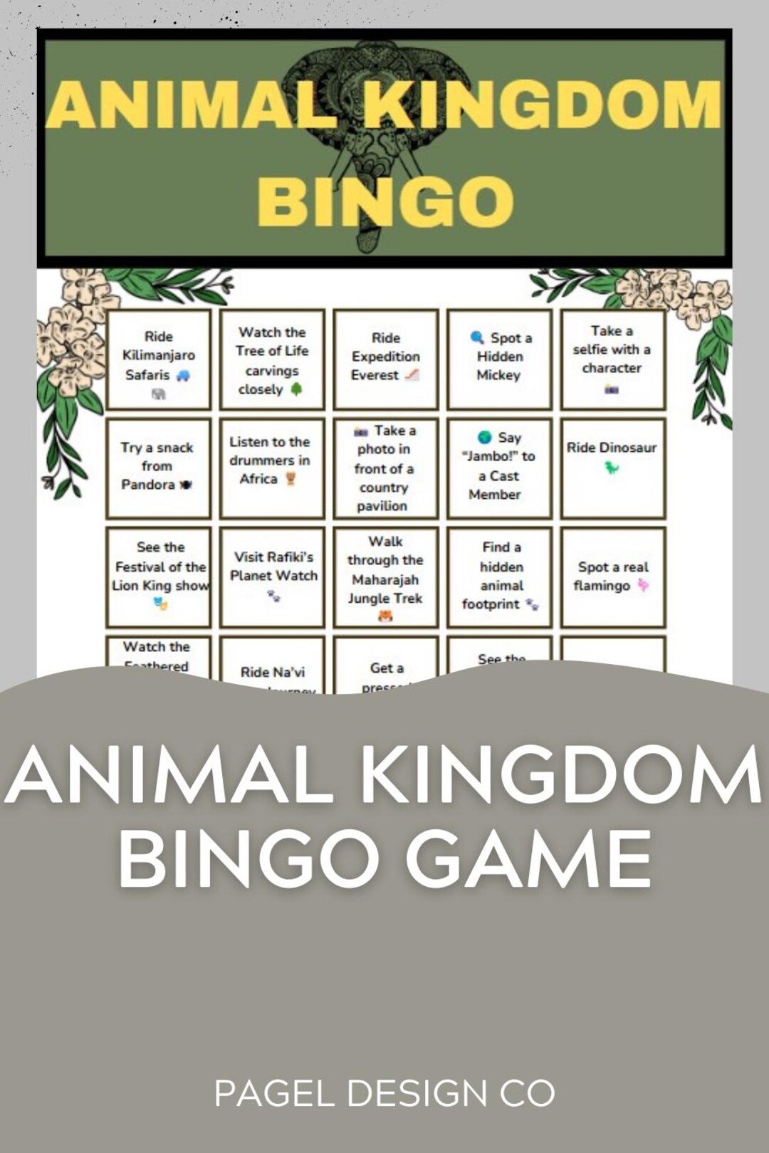 Disney Vacation Animal Kingdom Bingo | Fun Printable Disney Adventure ...