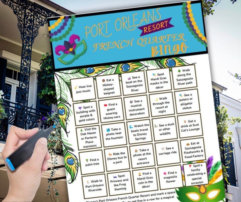 Printable Port Orleans French Quarter Resort Bingo Game, Vacation ...