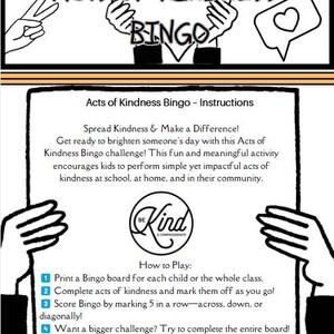 Acts of Kindness Bingo, Printable Activity for Kids Fun and Engaging ...